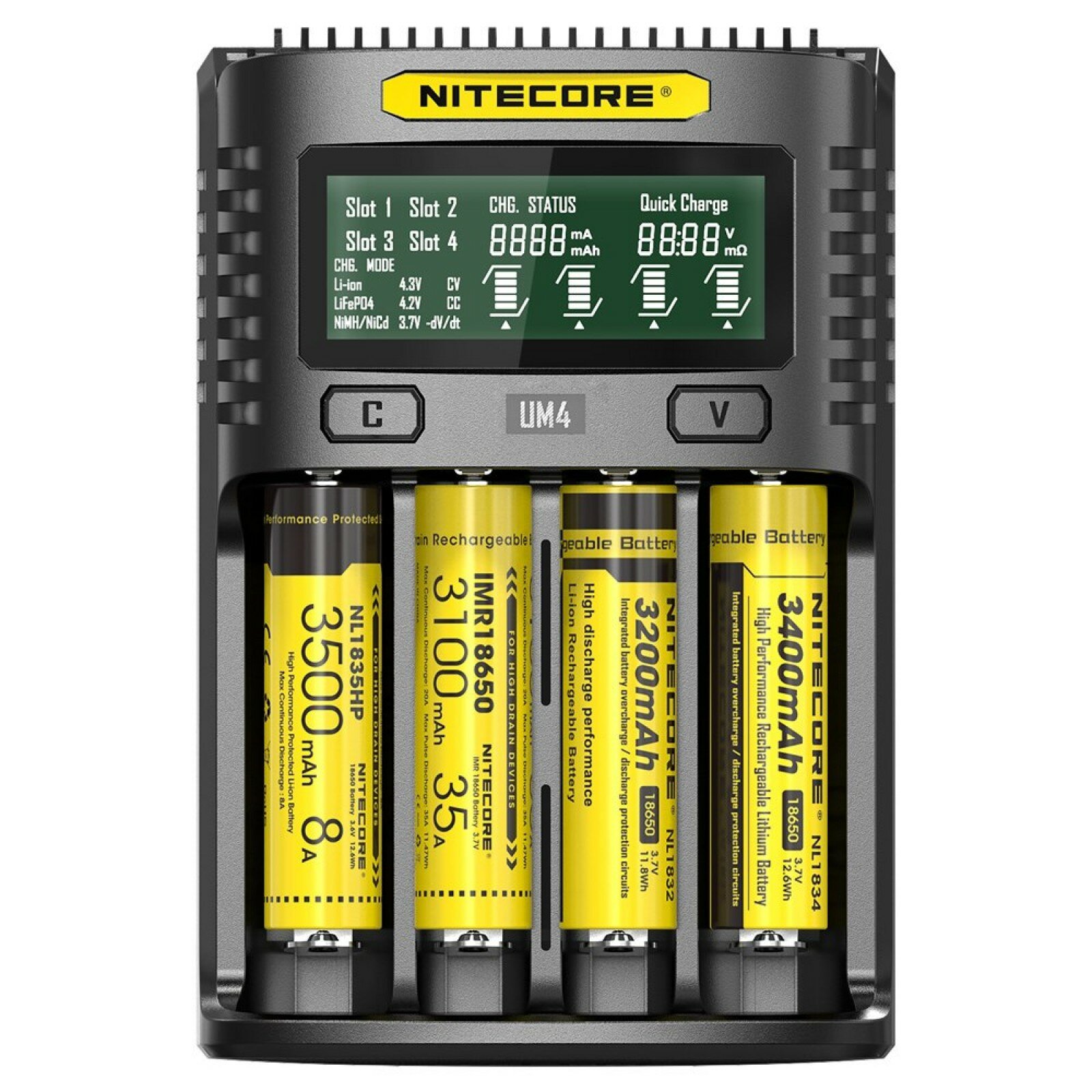 Зарядное устройство MyPads NiteCore UM4 с четырьмя независимыми слотами и QC 2.0