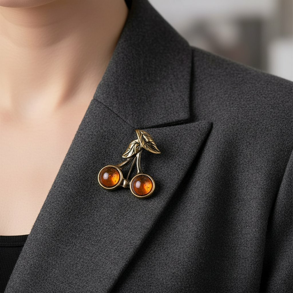 Брошь, янтарь