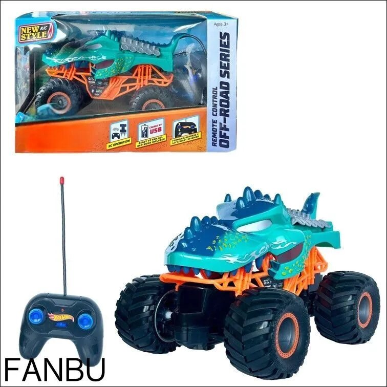 Машинка на пульте управления Монстр трак Mega Wrex, игрушка на радиоуправлении Monster Trucks для мальчиков зеленый