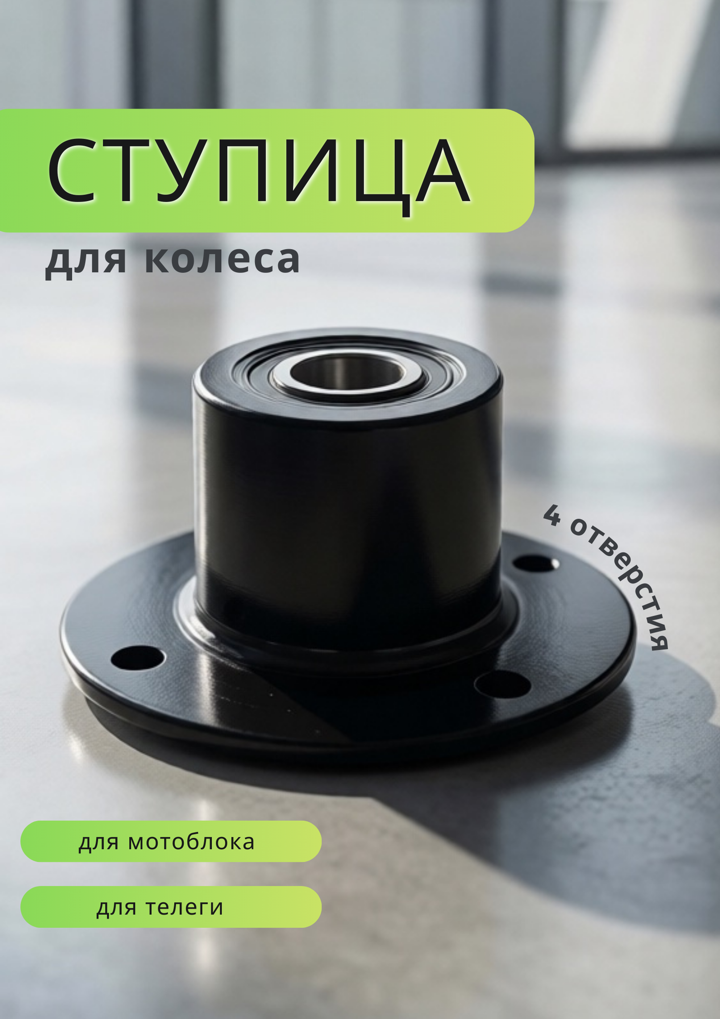 Ступица колеса СК2570 металлическая чёрная, диаметр 25 мм, длина 70 мм, для садовой тачки тележки, усиленная, 1 шт