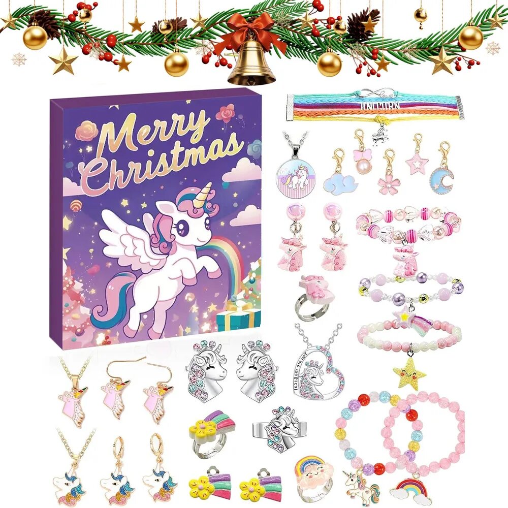 Календарь с праздничными украшениями, для женщин, с браслетами и подвесками, набор украшений