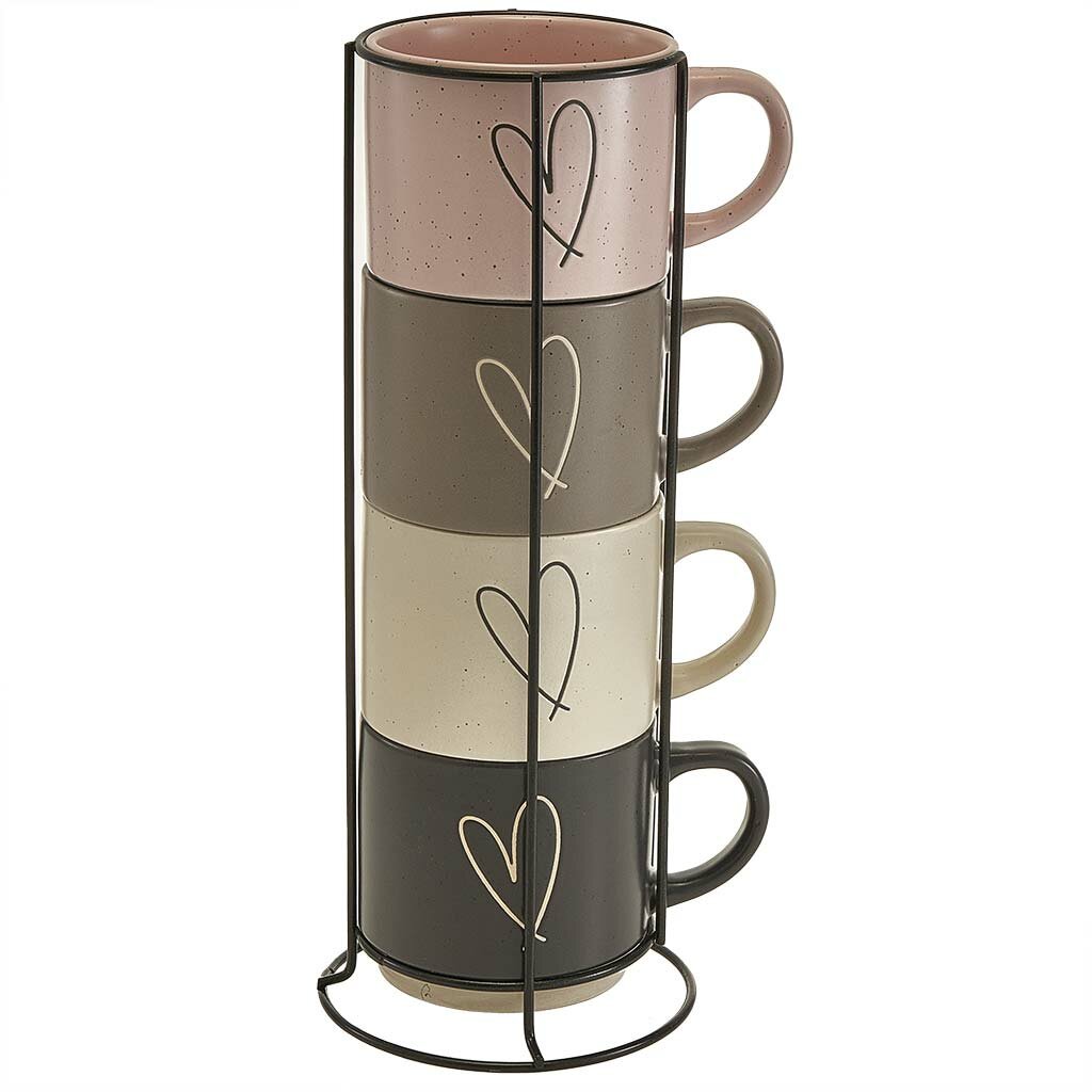 Набор кружек 400 мл Rosario Ф11-053L/4 на металлической подставке