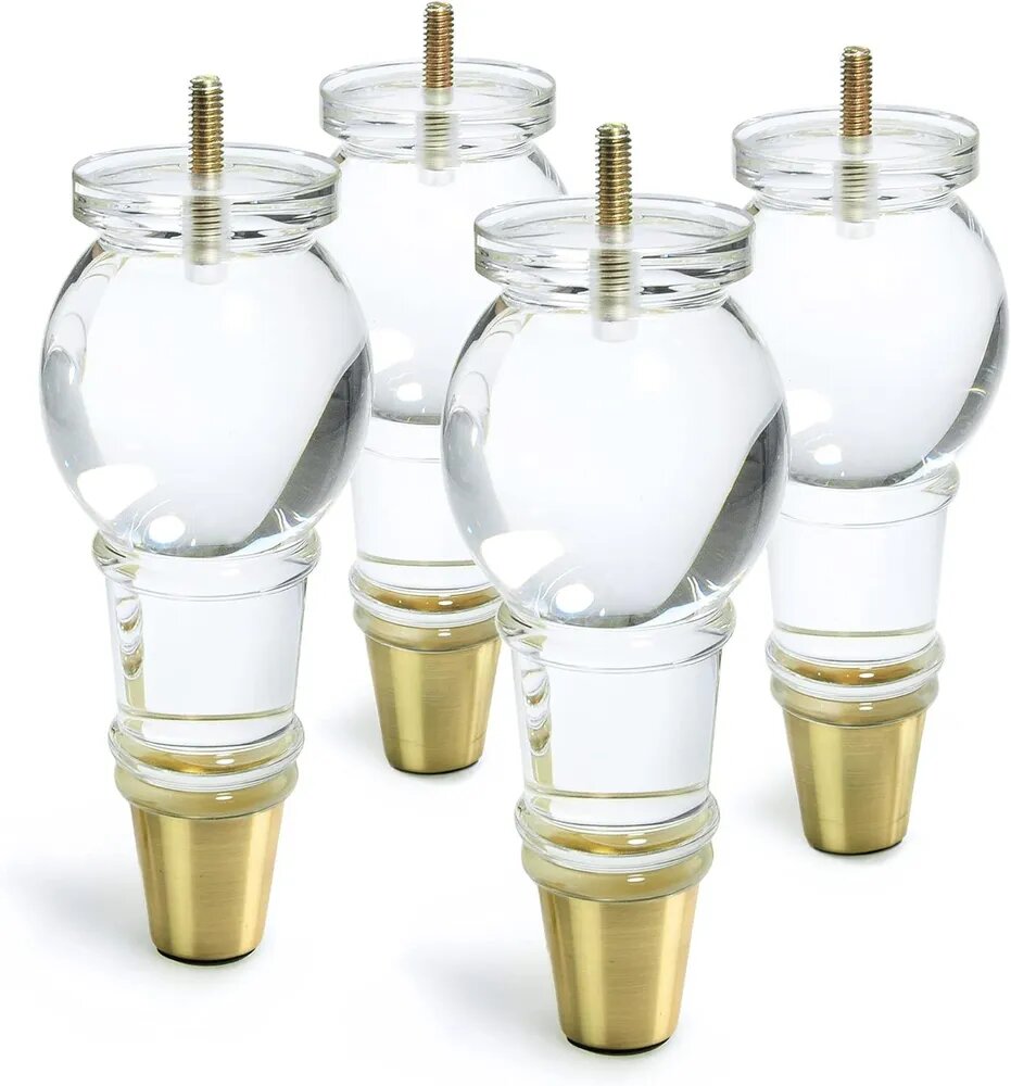 Ножка для мебели прозрачный акрил с золотыми деталями для мебели любого стиля