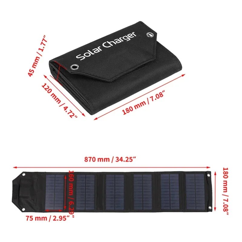 Складная солнечная панель VIKEFON 100W Black 5В USB