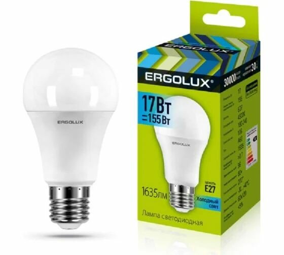 Электрическая светодиодная лампа Ergolux LED-A60-17W-E27-4K ЛОН 17Вт E27 4500K