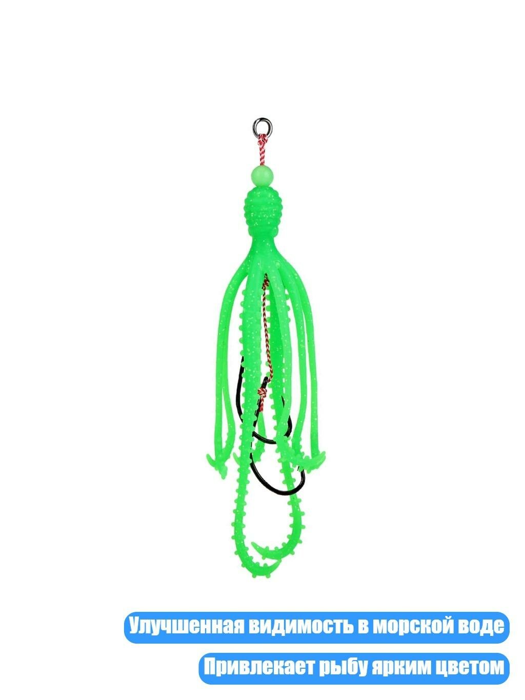 Мягкая приманка-сквит для ловли кальмаров, Зеленый