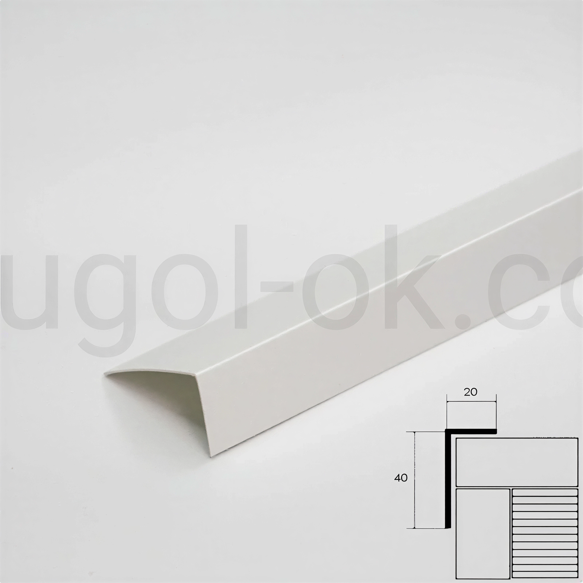 Уголок отделочный IDEAL, ПВХ, 40*20*0,8 мм, белый, длина 2,7 м