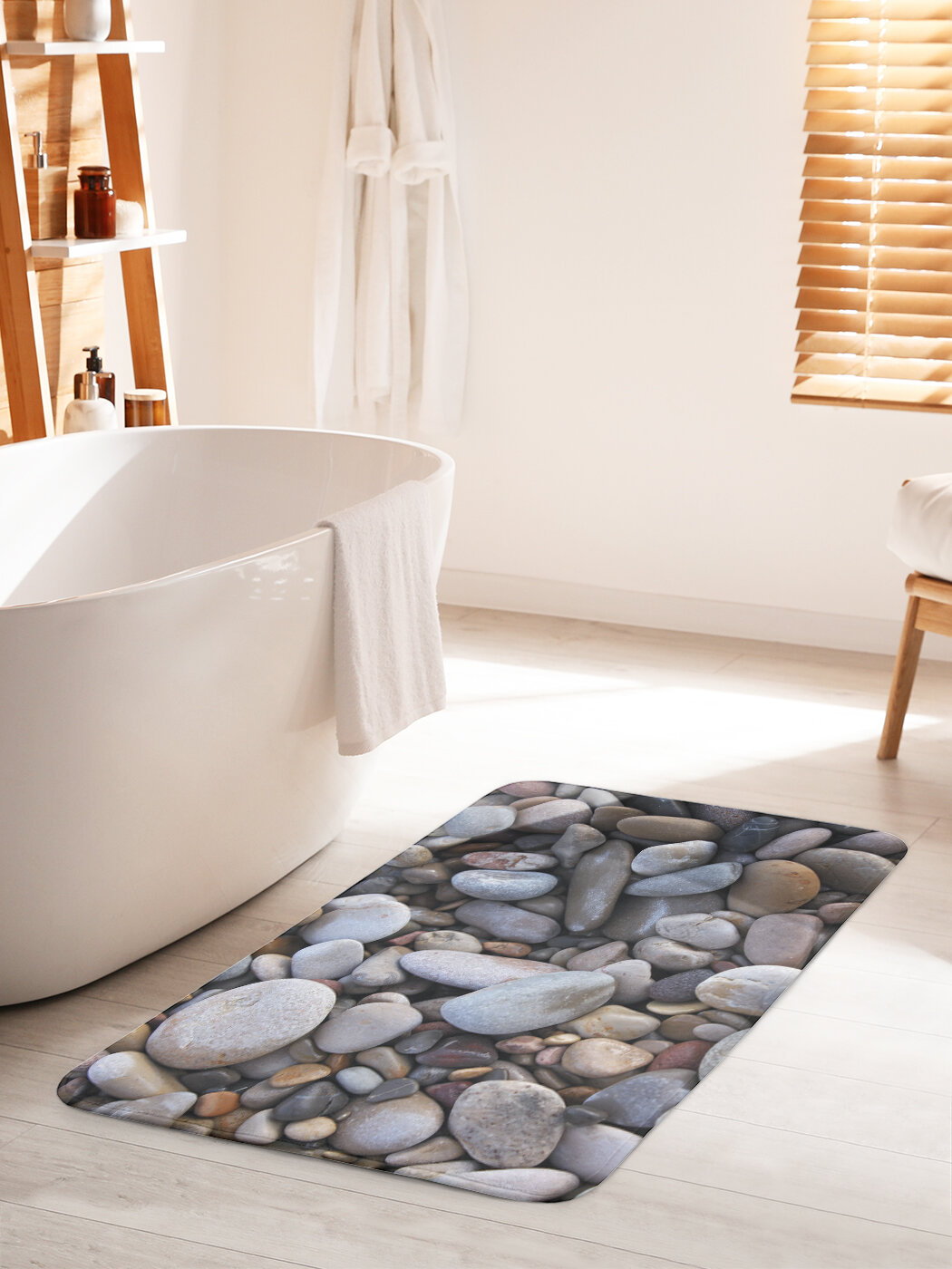 Коврик для ванной комнаты и туалета противоскользящий "Морская галька" 60х100 см, JoyArty