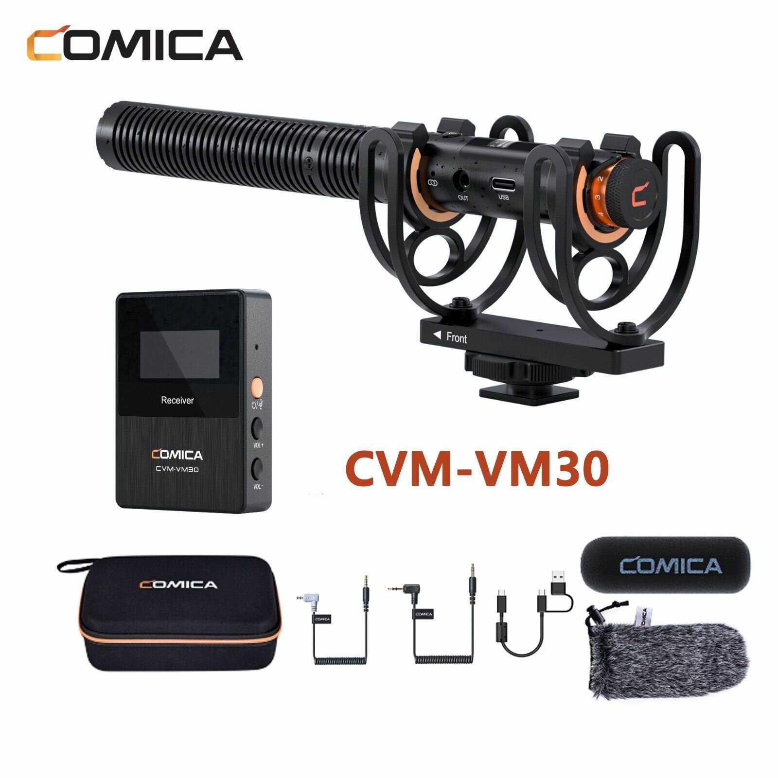 Comica CVM-VM30 2,4G суперкардиоидный конденсаторный беспроводной микрофон-пушка для камеры, смартфона и ПК с частотой 75/150 Гц