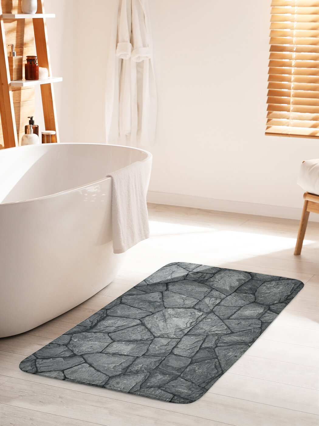 Коврик для ванной комнаты и туалета противоскользящий "Каменная стена" 60х100 см, JoyArty