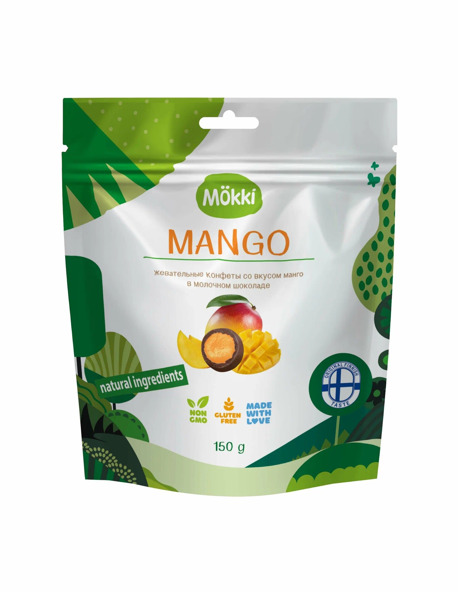 Жевательные конфеты в молочном шоколаде со вкусом манго 150г