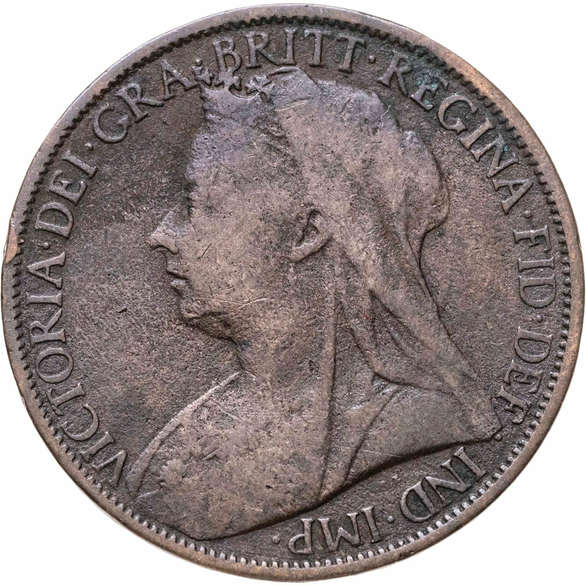 Великобритания 1 пенни penny 1900, Бронза, в сохранности F