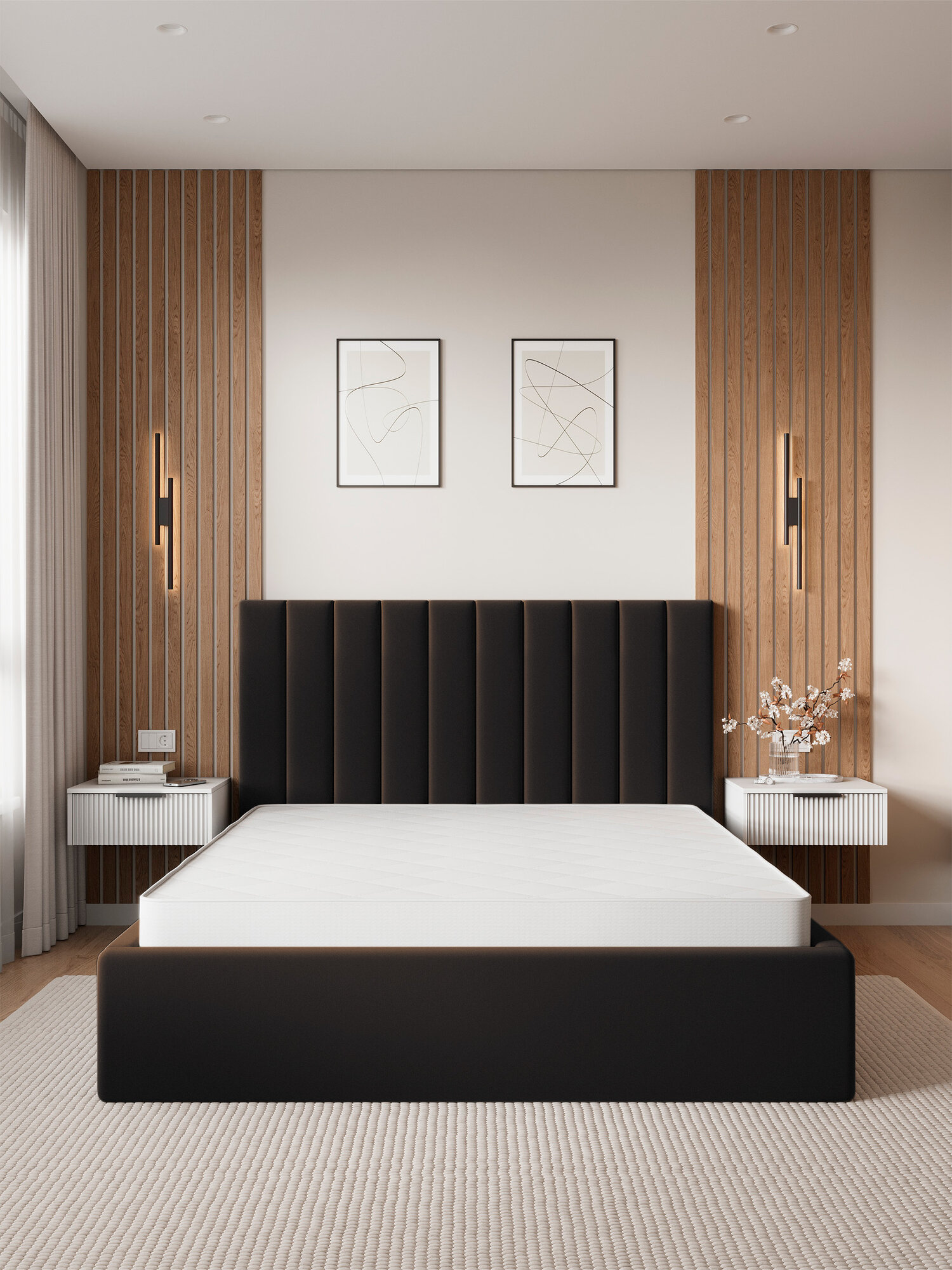 Кровать двуспальная 160х200 с подъемным механизмом, Милан мини с мягким изголовьем для дома и спальни, ортопедическое основание, ящик для белья