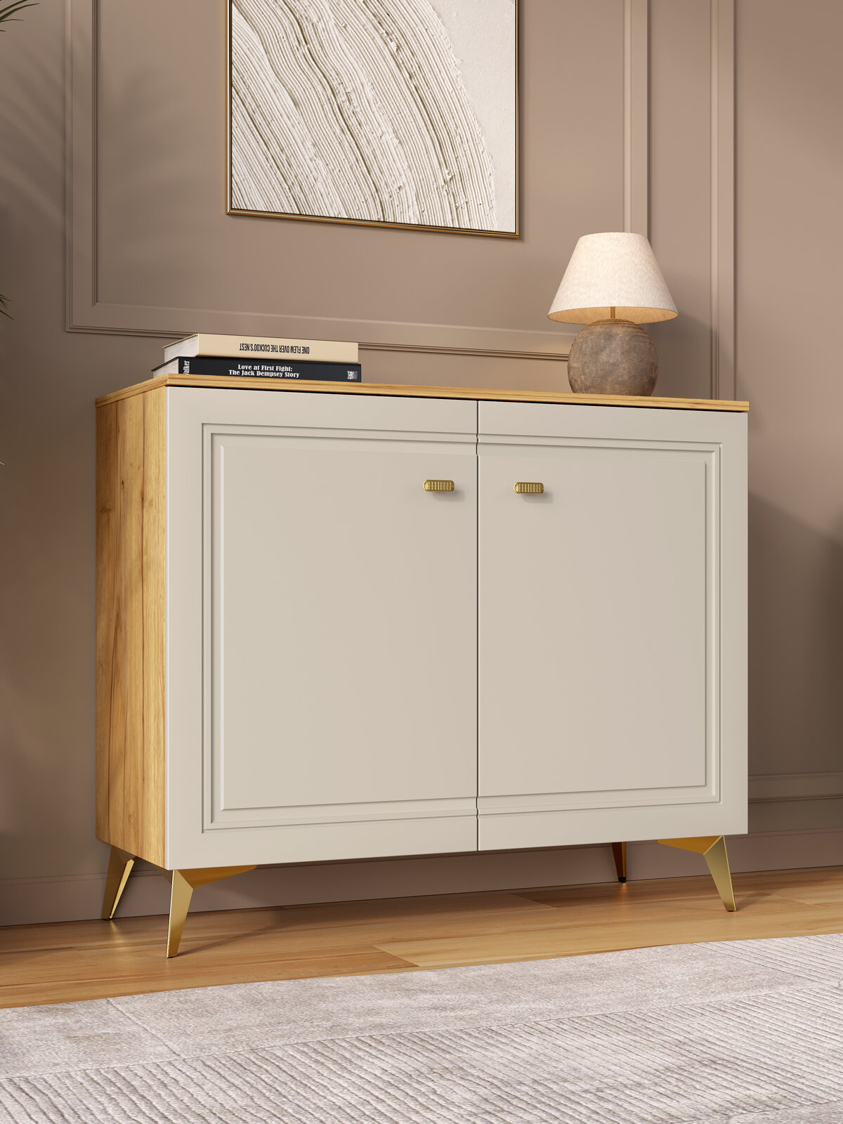 Комод Кураж Вега Сапфир, 100 см x 42 см x 85 см, ЛДСП, МДФ, с доводчиками, кремовый