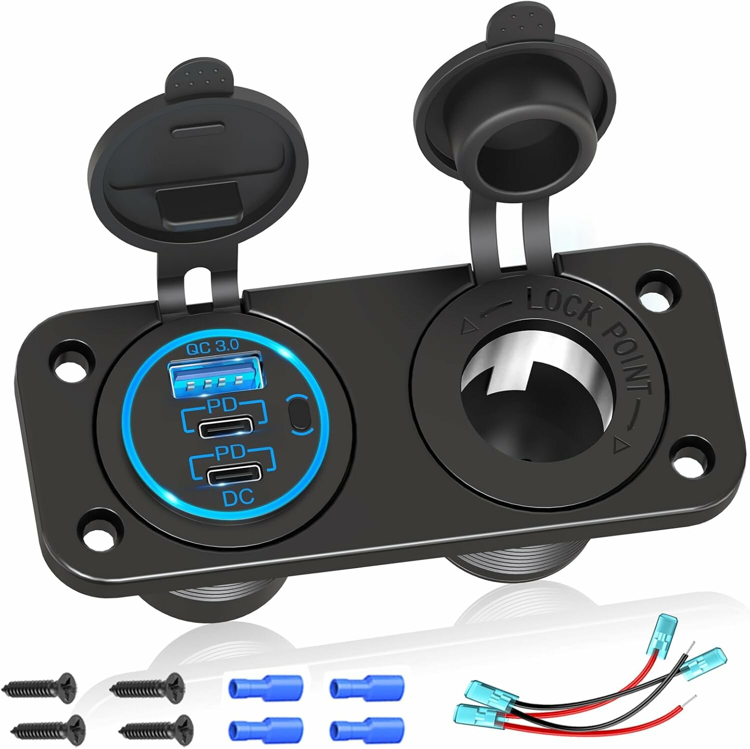 Розетка прикуривателя, 12 В, USB-розетка: PD 20 Вт C и QC3.0, автомобильный порт, алюминиевая металлическая вилка, 12 В,