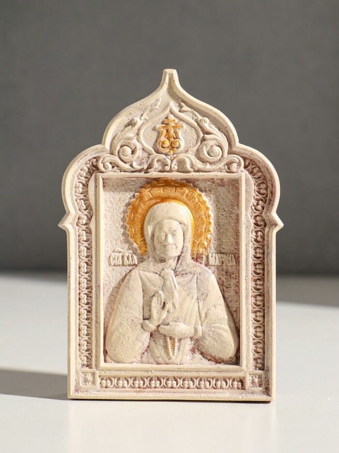 Икона Святая Матрона , с подвесом, 12 8 2 см, гипс, роспись