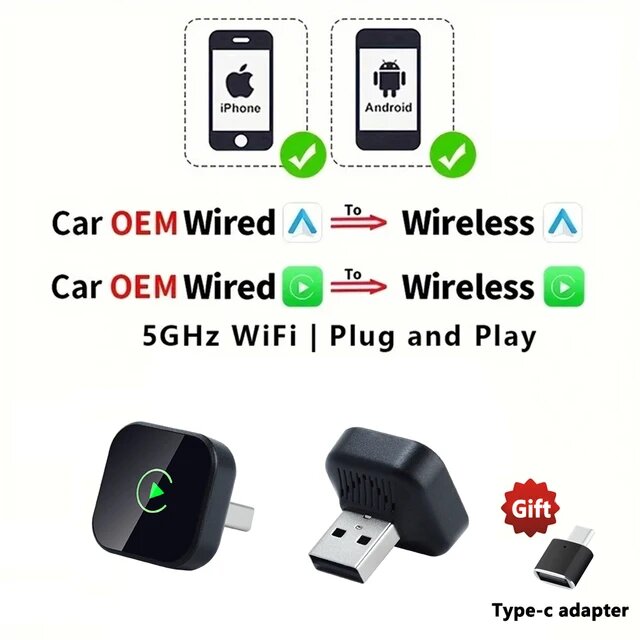 Беспроводной адаптер EKY CarPlay — беспроводная автомобильная система Android 2-в-1 Smart Box для автомобилей с проводным подключением CarPlay.