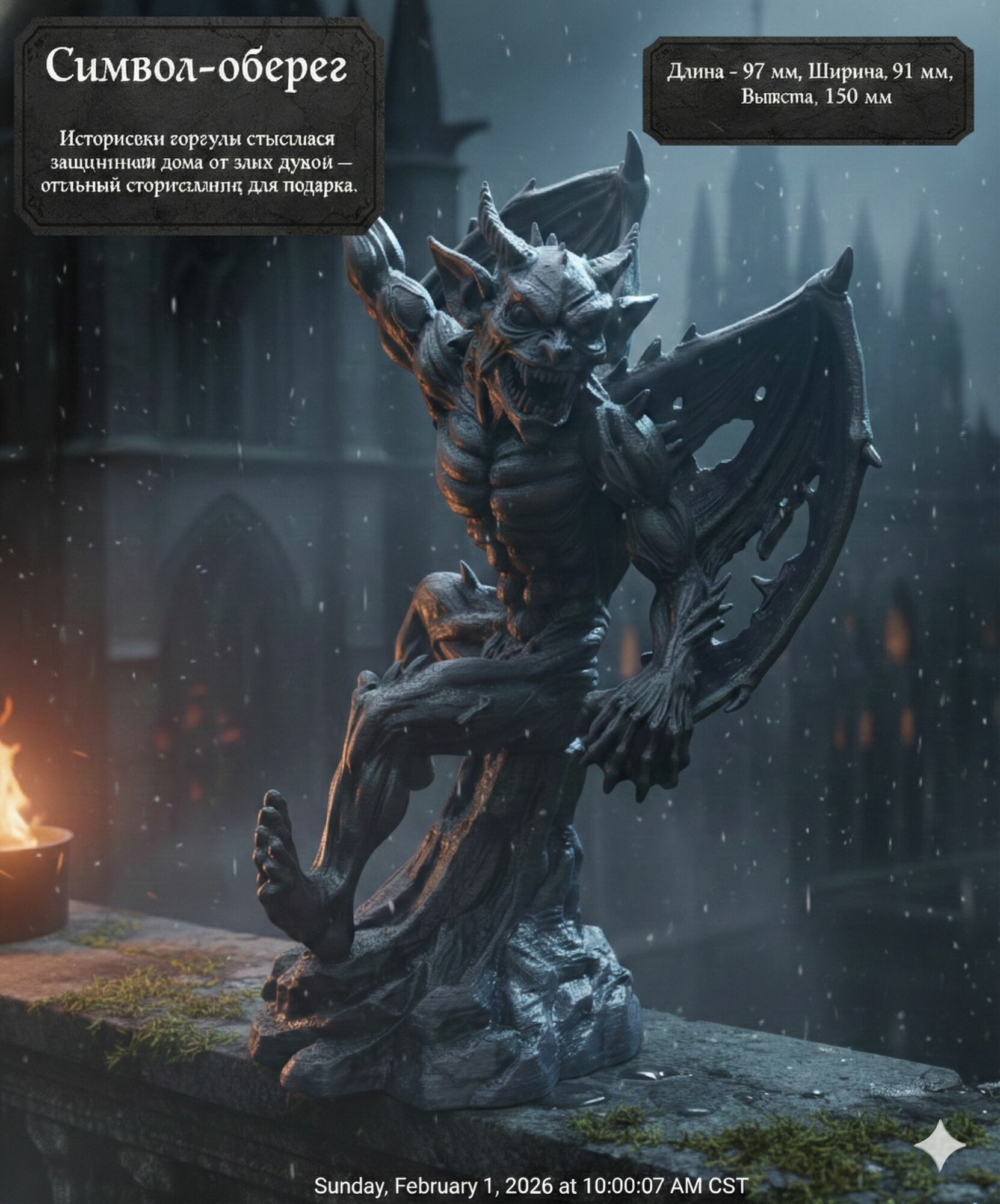 Статуэтка Горгулья Готический страж интерьера