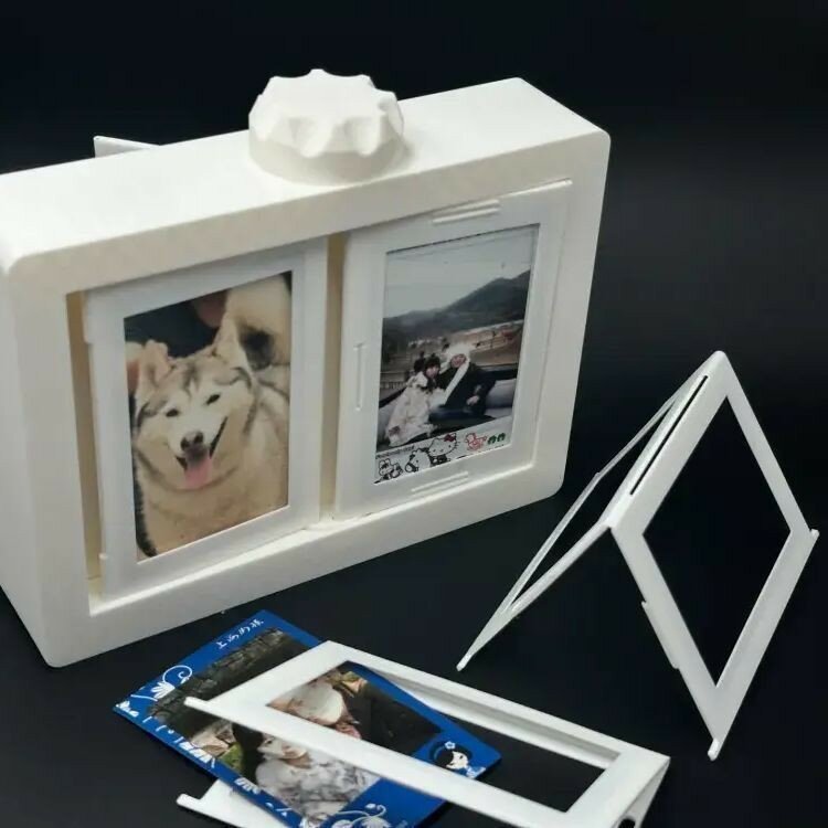 3D-печатный вращающийся держатель для фотографий Polaroid с 12 отделениями для карточек, настольная двусторонняя прямоугольная фоторамка.