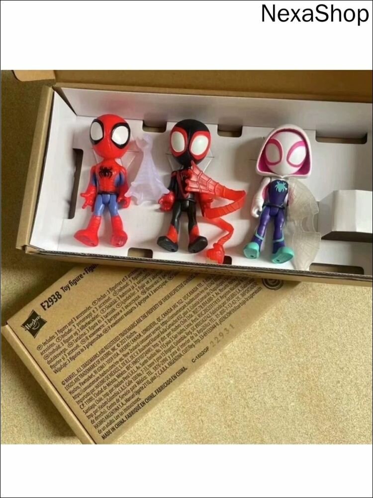 Официальные Marvel фигурки Spider-Man and His Amazing Friends, набор коллекционных Q-версий, подвижные (артикулированные), персонажи: Питер Паркер, Майлз Моралес, Гвен Стейси (Призрак-Паук)