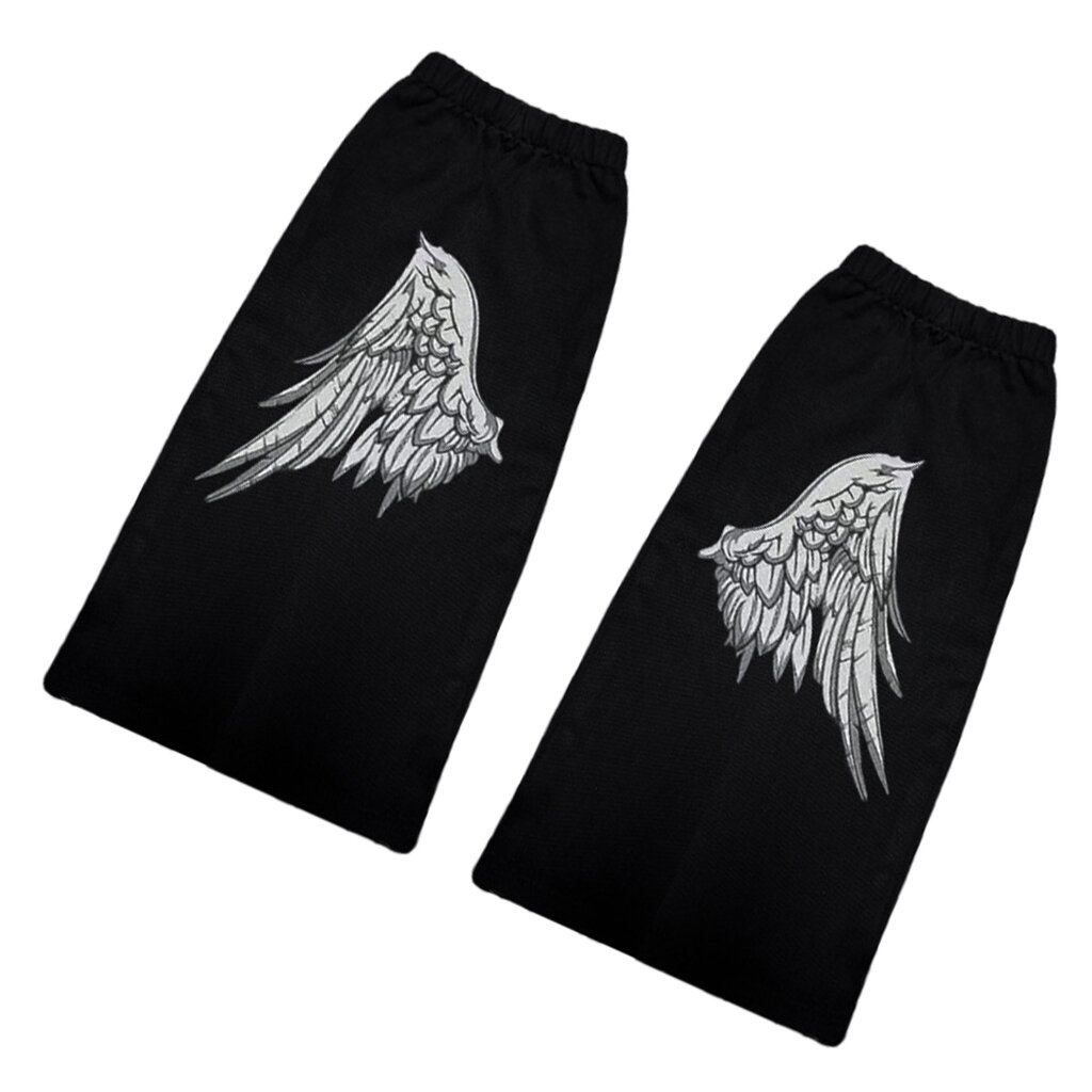 Женские Субкультуры Панк, Черные Джинсы Выше Колен, Гетры С Принтом Крыла Ангела, Расклешенные Мешковатые Гранжевые Чехлы Для Ног, Длинные Носки
