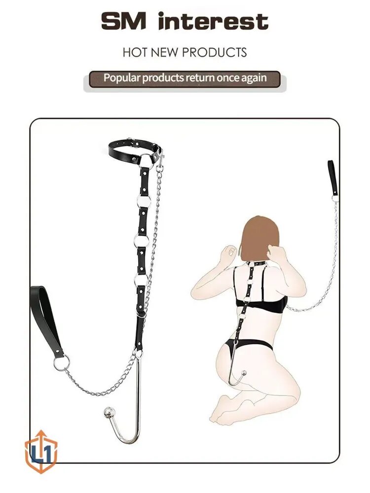 Крюк БДСМ с поводком и ошейником / анальный крюк для BDSM