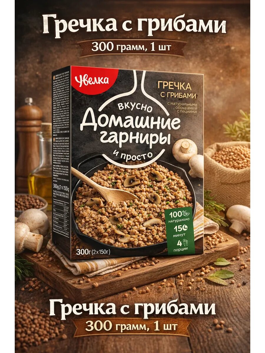Гречка с грибами 300 грамм, 1 шт