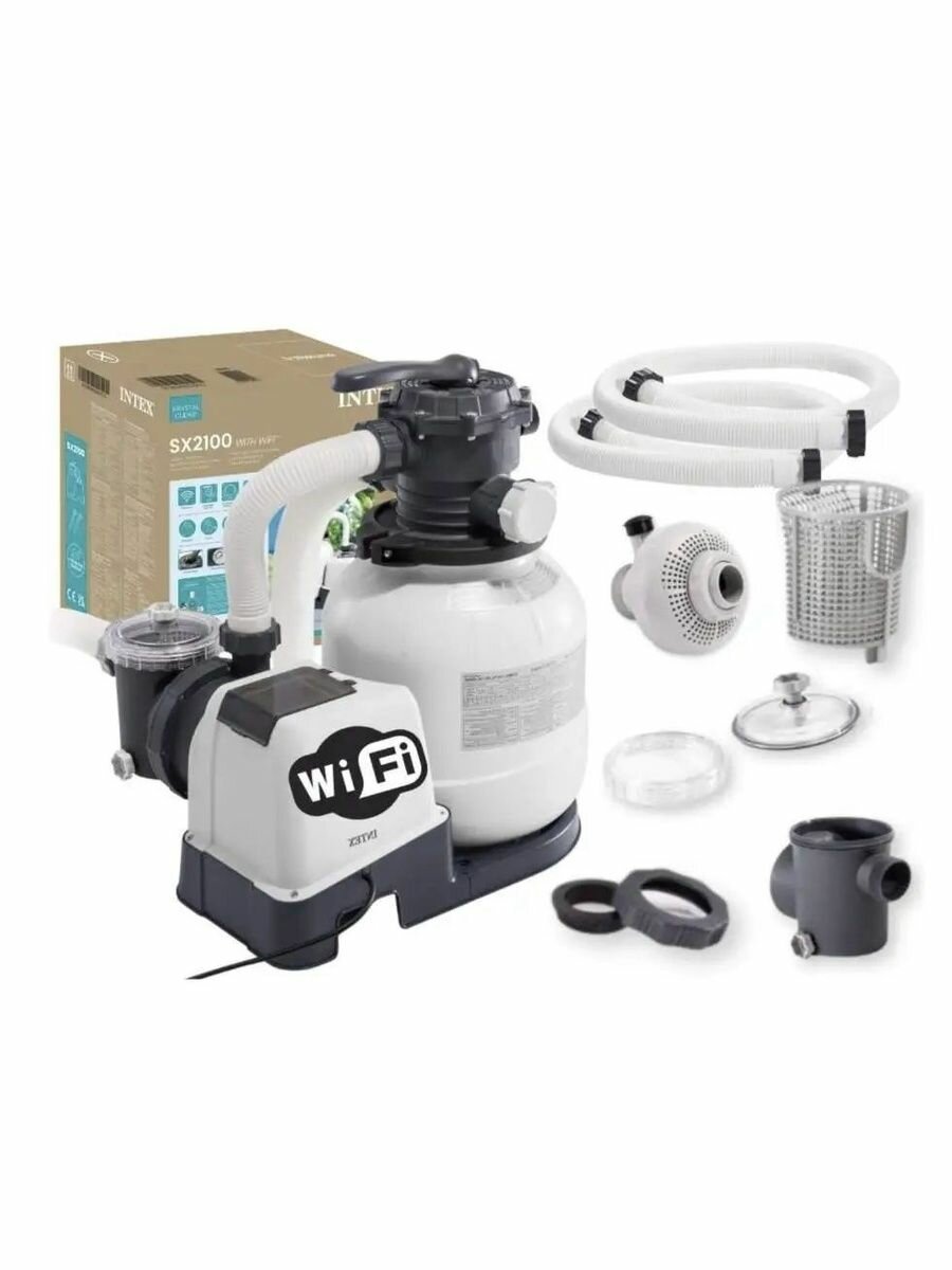 Песочный фильтр-насос SX2100 Pluswith WiFi, 7900 л/ч для бассейнов до 32700л, Intex 26656