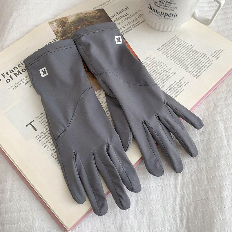 Женские солнцезащитные перчатки, устойчивые к ультрафиолету, подходят для езды на велосипеде, электросамокате и вождения автомобиля, совместимы с сенсорными экранами, средней длины, тонкие летние перчатки из ледяного шелка.