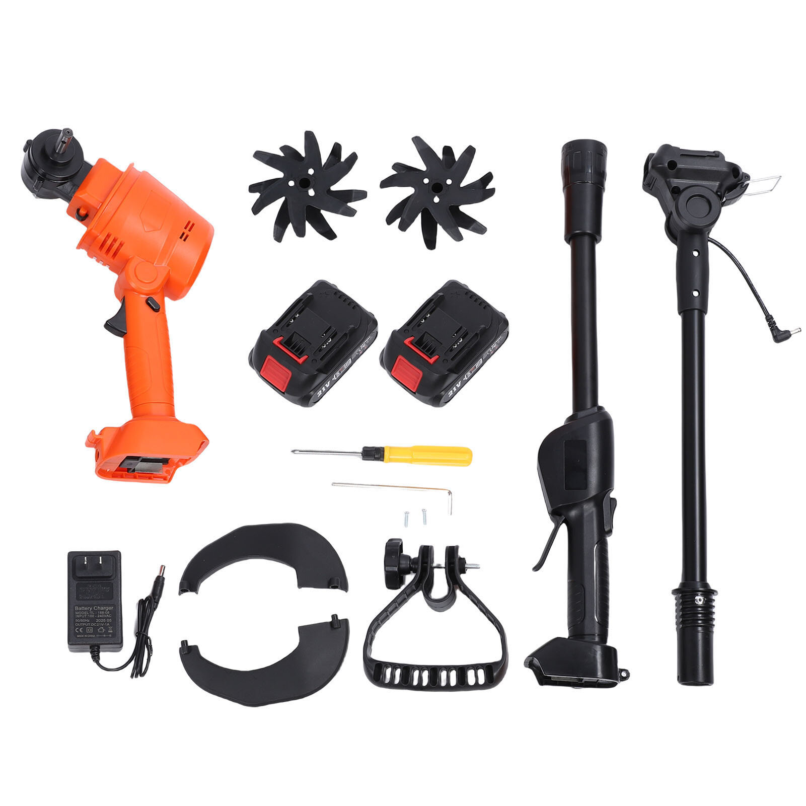 Беспроводной культиватор, 235 об/мин, 4 фрезы, 4 дюйма, 2x1.5 Ач, US