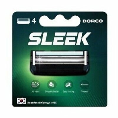 Кассеты сменные для бритвы DORCO 6 лезвий, в упаковке 4 шт, для мужских бритв