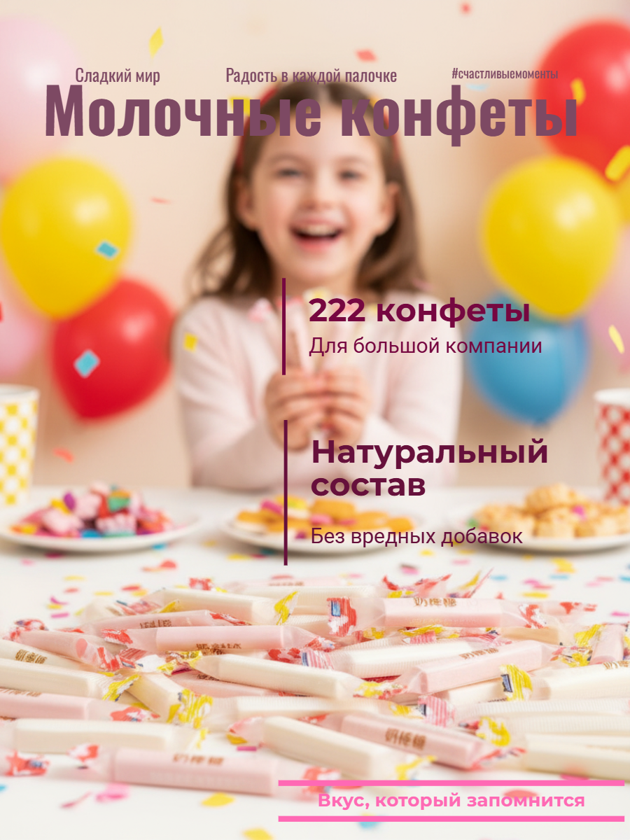 Конфеты молочные палочки в ассортименте 222шт