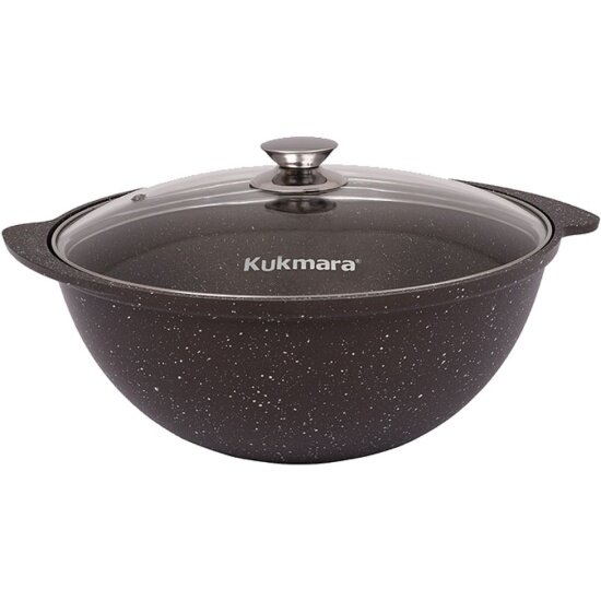 Казан для плова Kukmara 4,5 л, со стекл. крышкой (кофейный мрамор) (кмк47а)