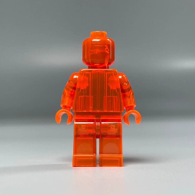 Прозрачная флуоресцентно-оранжевая минифигурка MOC, однотонная, для ночного использования 82