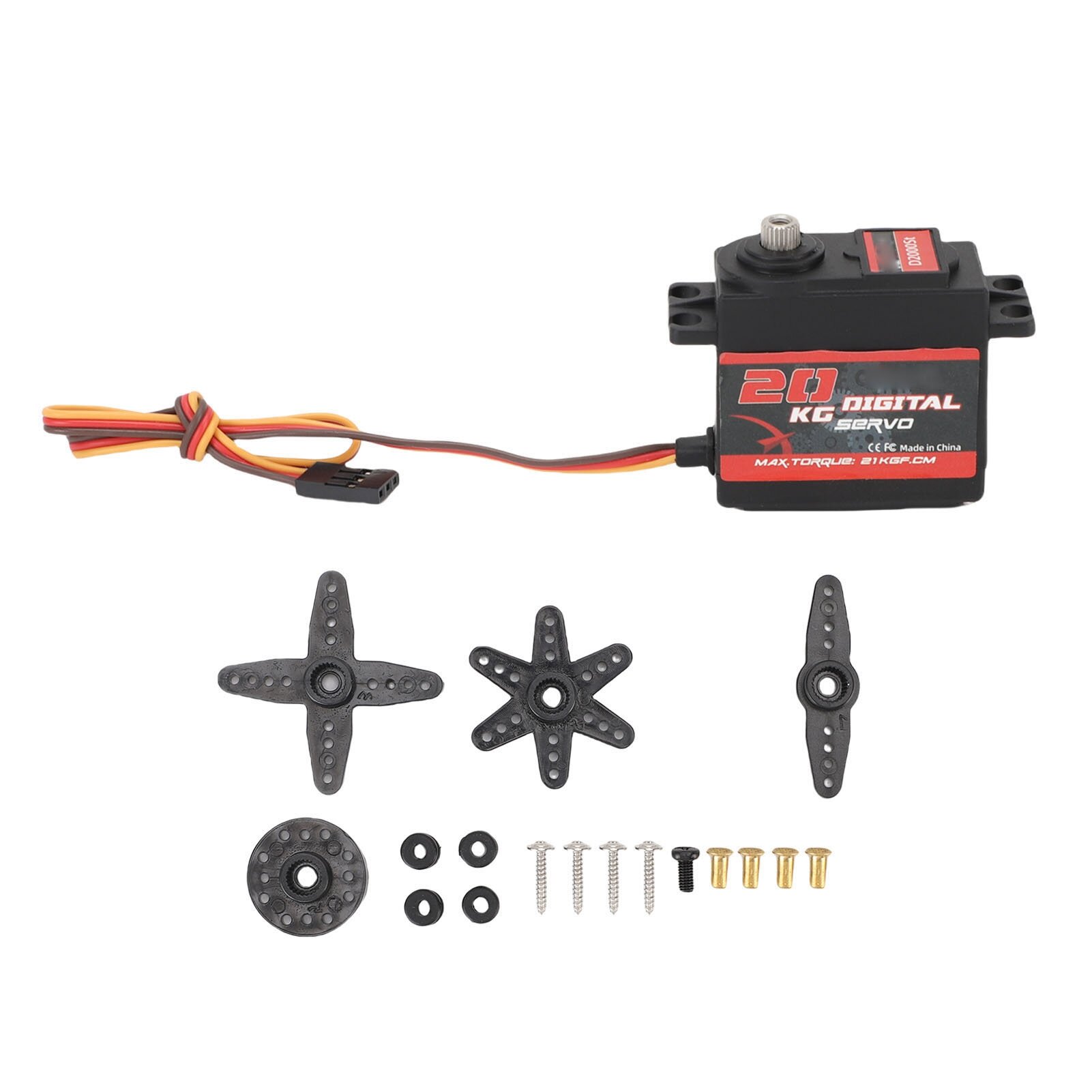 Цифровой сервопривод с проволочными металлическими шестернями и высокомоментным двигателем для радиоуправляемых автомобилей, грузовиков, гусеничных лодок, роботов, угол поворота 180 градусов, грузоподъемность 20 кг.