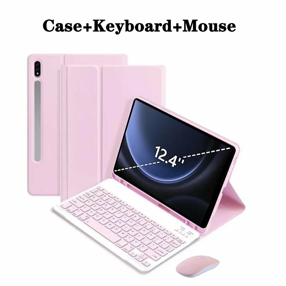 Чехол для планшета Samsung Galaxy Tab S7 FE /S7 Plus /S8+ /S9+ /S9 FE+12.4 дюймов, Чехол для планшета Samsung Galaxy Tab S10 Plus 12.4 дюймов, русская клавиатура