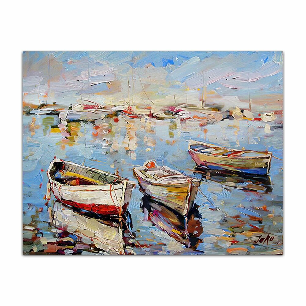 Абстрактная картина "Морская гавань", 30x40см, Burgundy