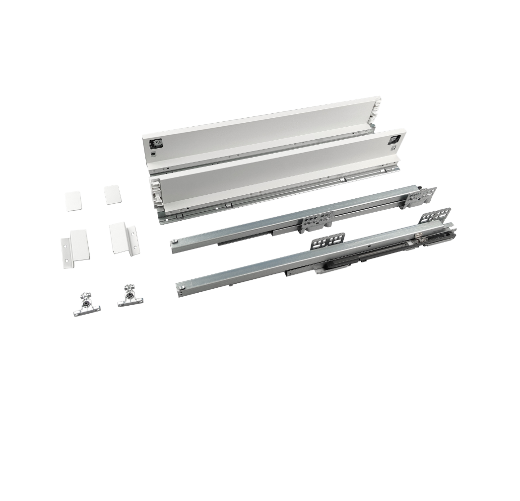 SlimBox EVA 84×450 мм белый — комплект ящика для механизма EVA Lift FLAP, частичное выдвижение с доводчиком