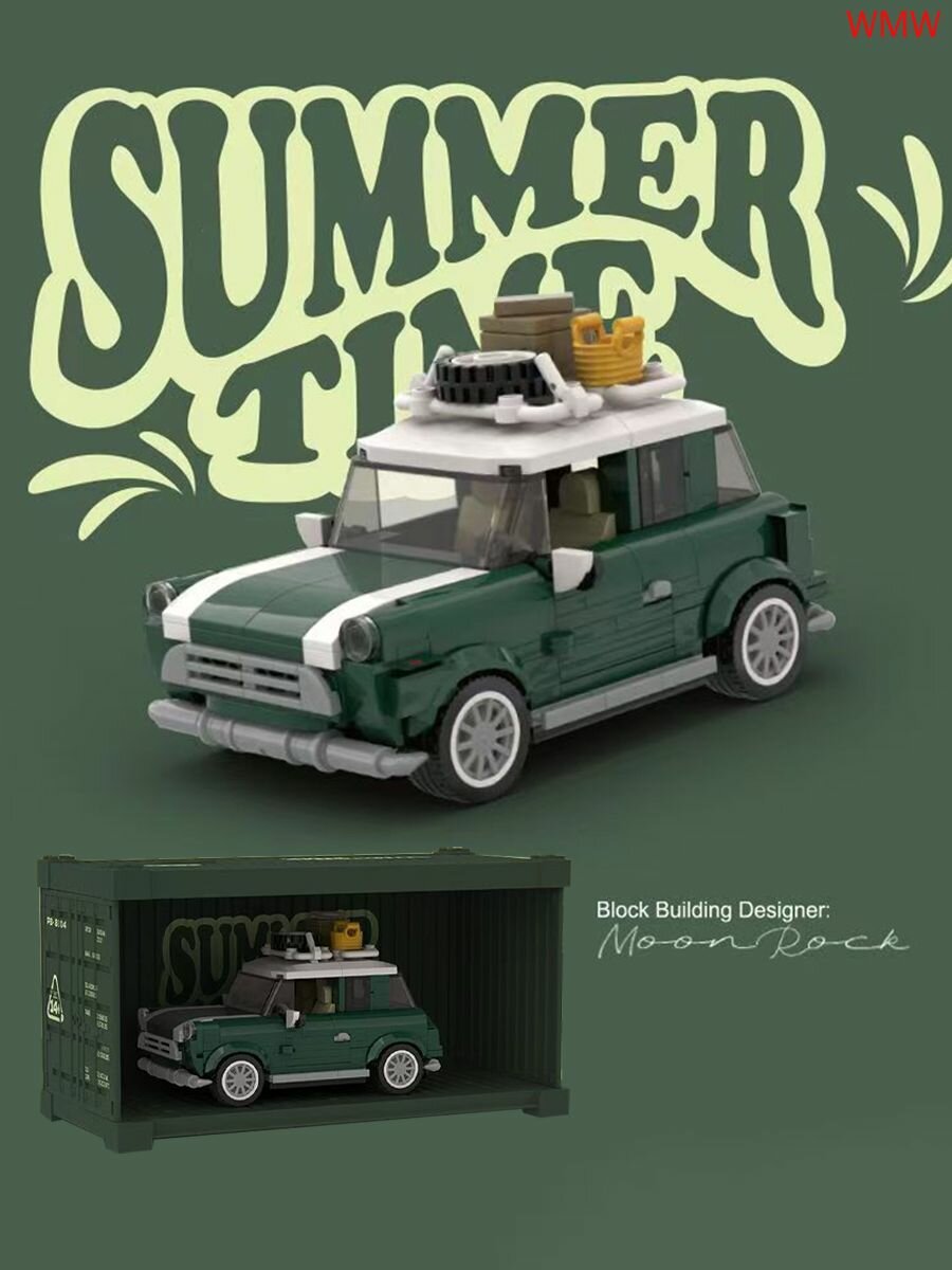 Конструктор POWERBLOCK - автомобиль плюс контейнер,457 деталей, HAPPY BUILD PB8840. подарочная модель. украшения мужской подарок.