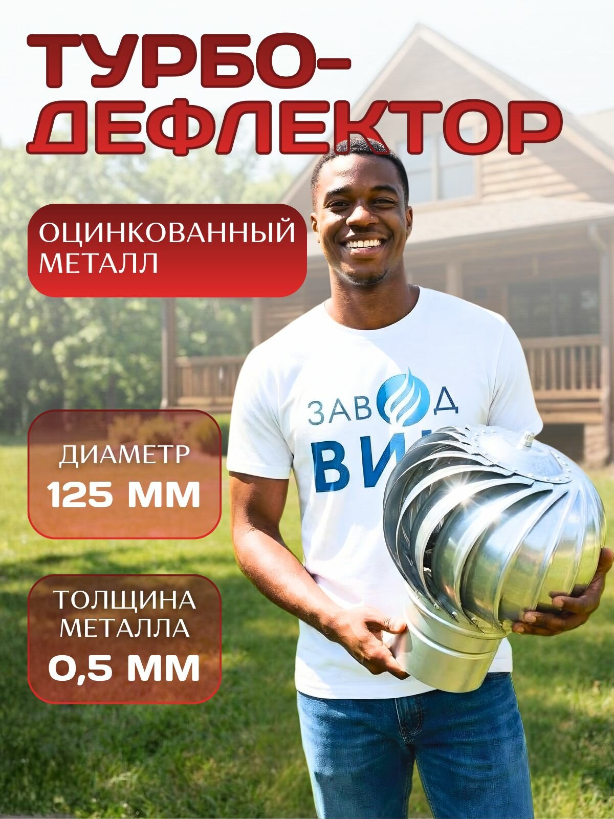 Турбодефлектор 125, труба нержавейка, дефлектор для вентиляции на трубу, оцинкованный металлдиаметр 125 мм