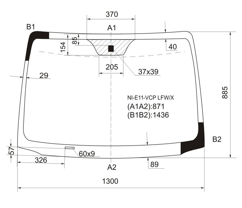 Стекло лобовое в клей NISSAN NOTE 2005-