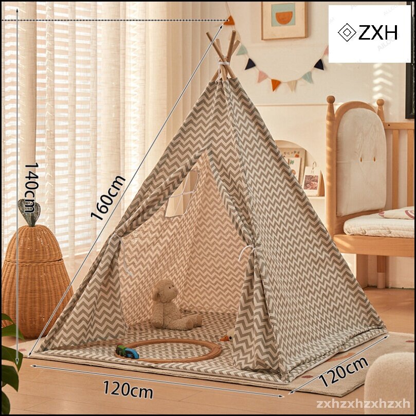 Детская палатка Amazon Home "Индийский замок", 1,6м, серый волнистый узор