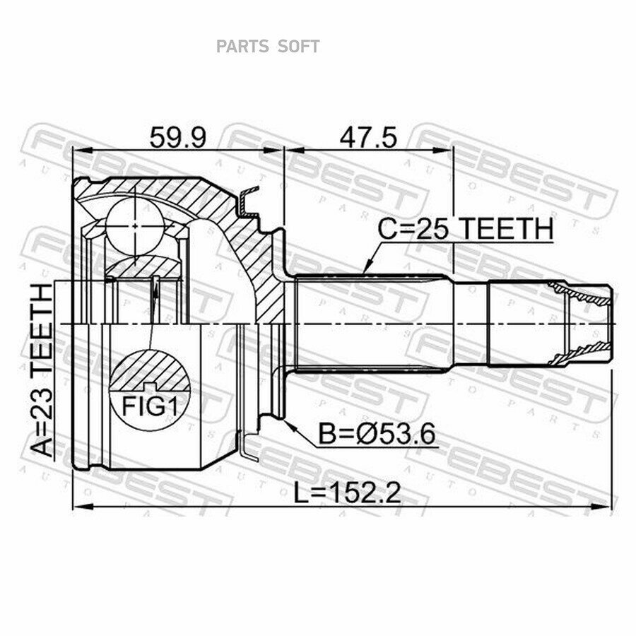 FEBEST 1810-MOK ШРУС внешний OPEL MOKKA J13 2013- 1810-MOK