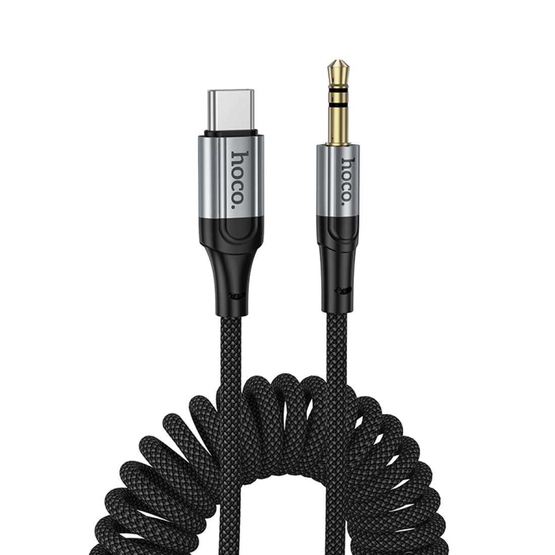 AUX Audio кабель 3,5 мм на Type-C, UPA33B, HOCO, витой, длина 1,5 метр, черный