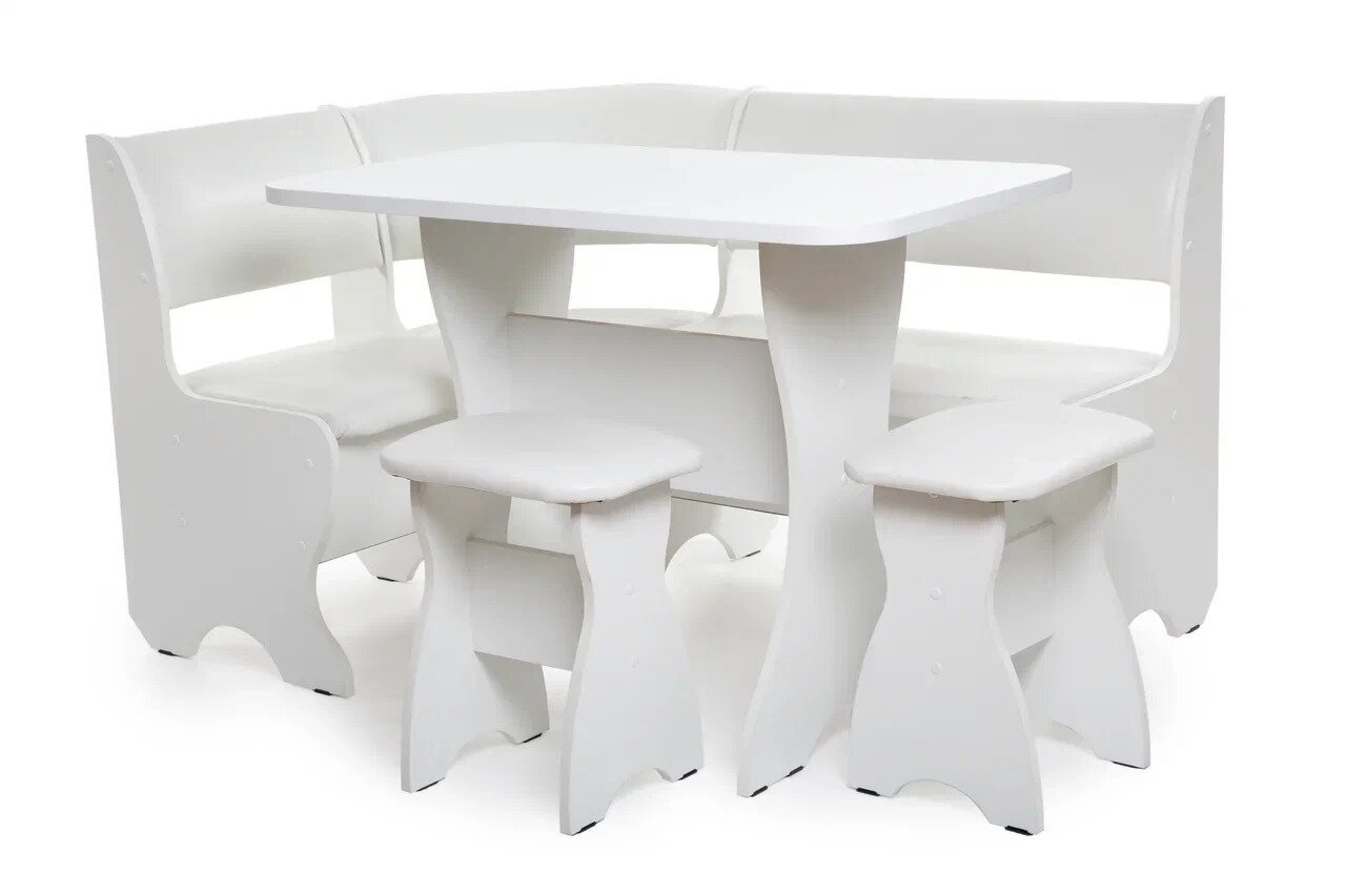 Кухонный уголок Betel тюльпан Однотон Белый/Б. милк Размеры: Высота 840мм Глубина 1000мм Ширина 1350мм