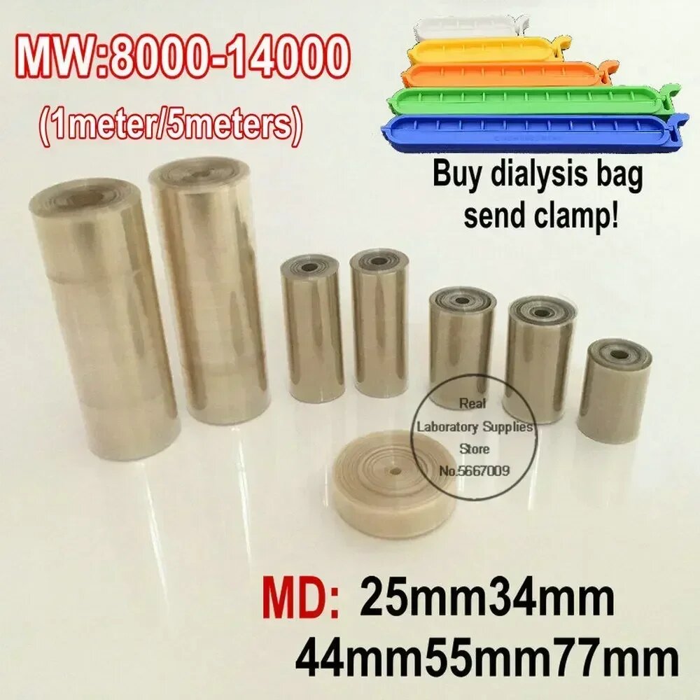 Лабораторный диализный мешок из регенерированной целлюлозы MW8000-14000 MD44 5meters