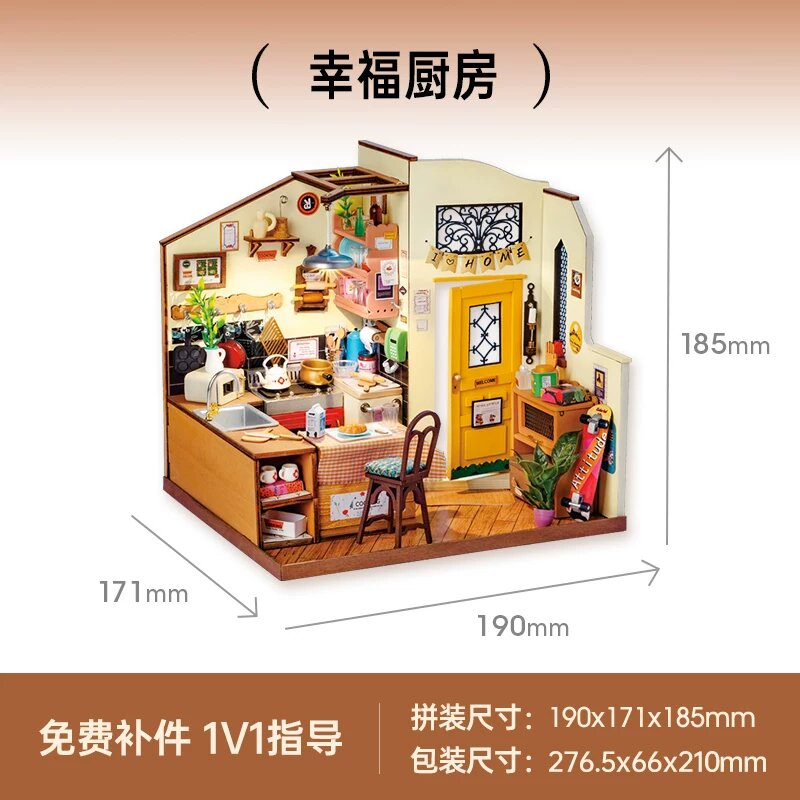 Миниатюрная модель-кухня Happy Kitchen, 1:12 масштаб, ручная работа, декоративная фигурка для дома