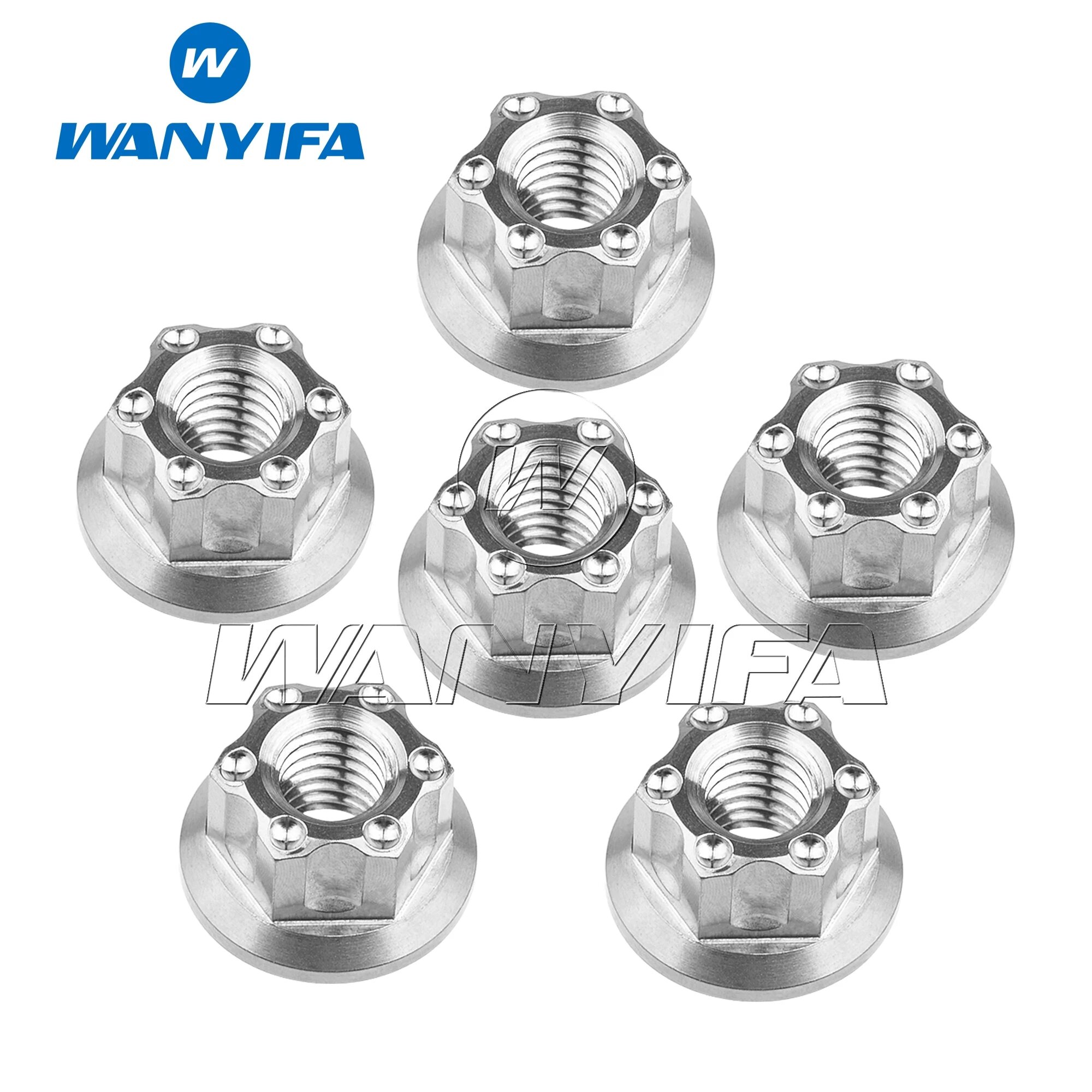 Титановая гайка Wanyifa Ti M6/M8/M10/M12/M14/M16, фланец Torx, шестигранные гайки заднего мотоцикла, 6 шт.