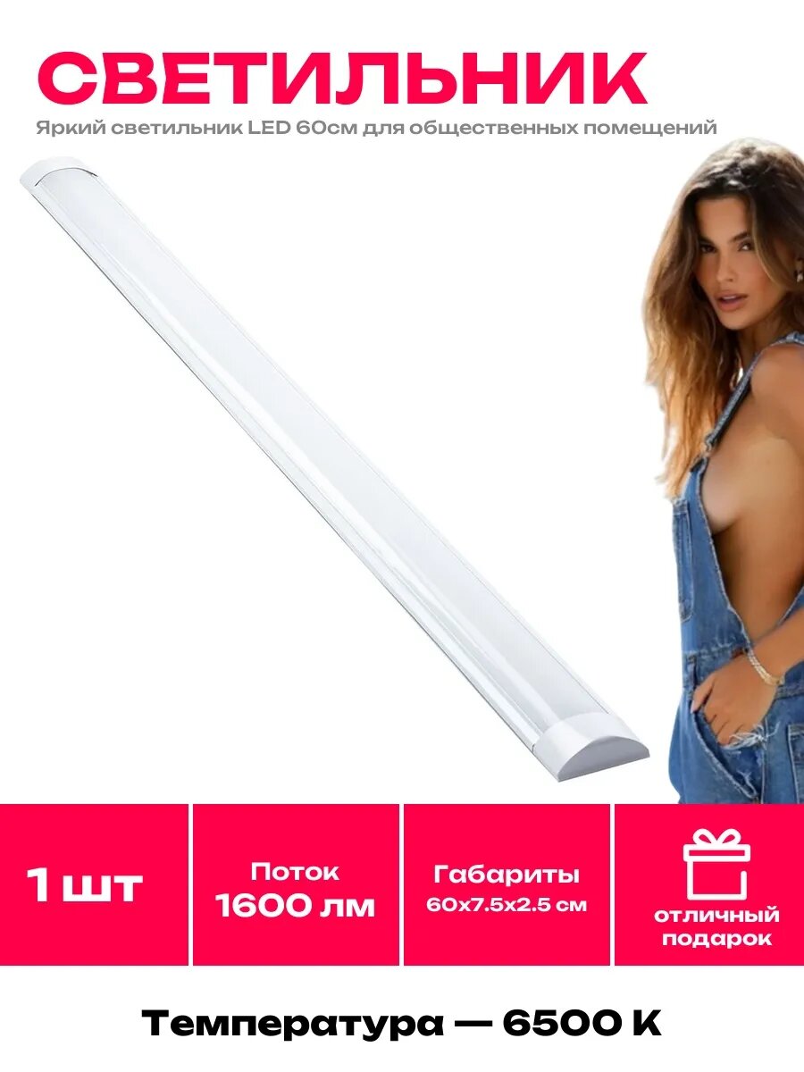 Светильник для склада офиса 20Вт LED накладной IP40 600мм