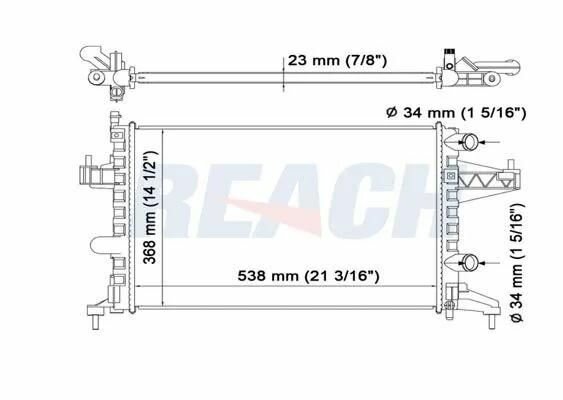 Радиатор REACH 1.40.14312.523 Opel Corsa C 1.0 I 12V 2000-